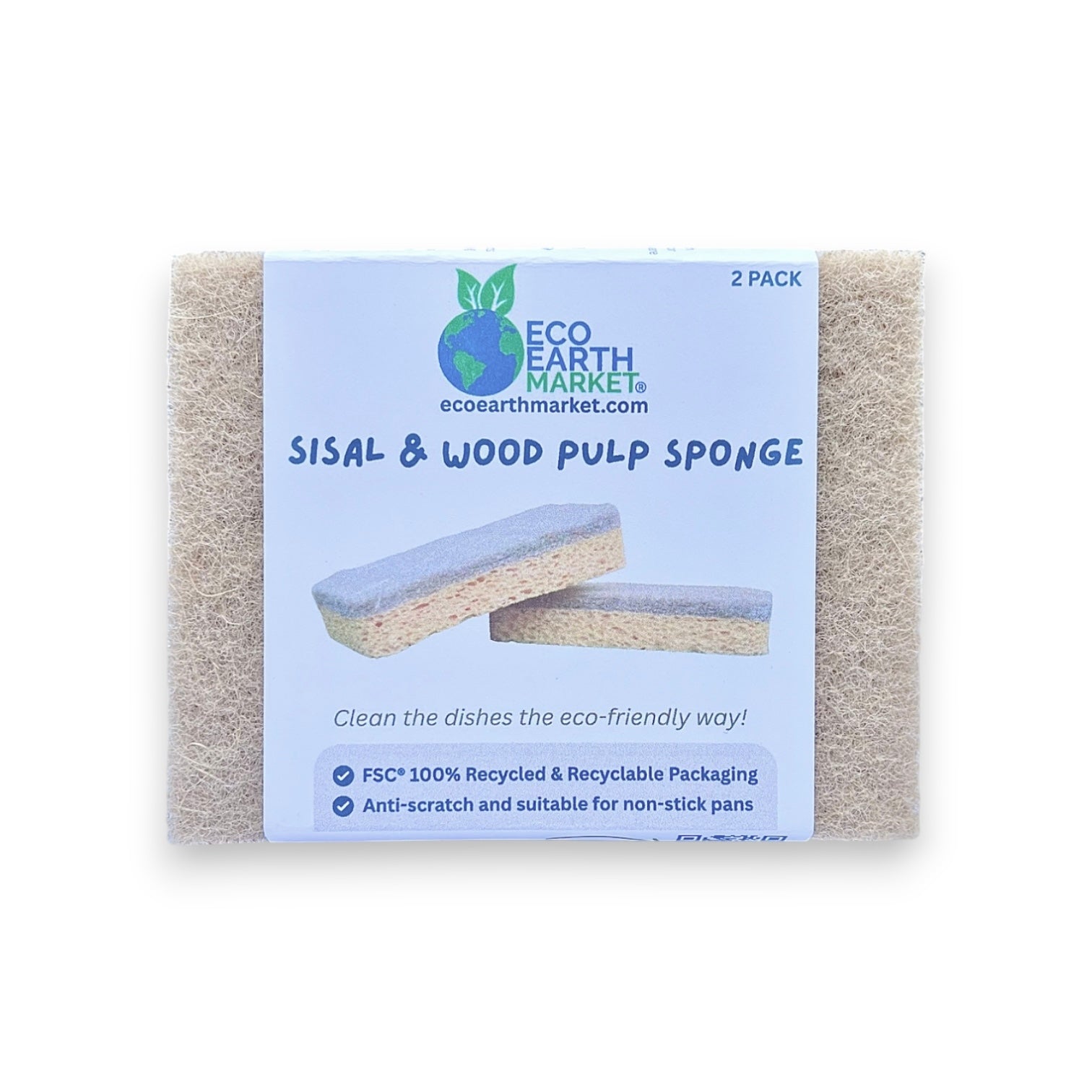 Sisal & Wood Pulp Sponge (2 Pack) – Eco Earth Market